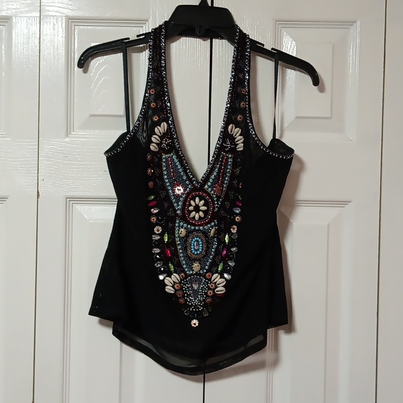 Alberto Makali | Tops | Alberto Makali Beaded Embellished Halter Top ...